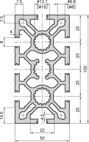 Heavy duty extrusion 50x100 - MA1 2 | Kanya UK