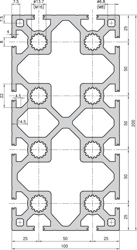 Heavy duty extrusion 100x200 - MA1 9 | Kanya UK
